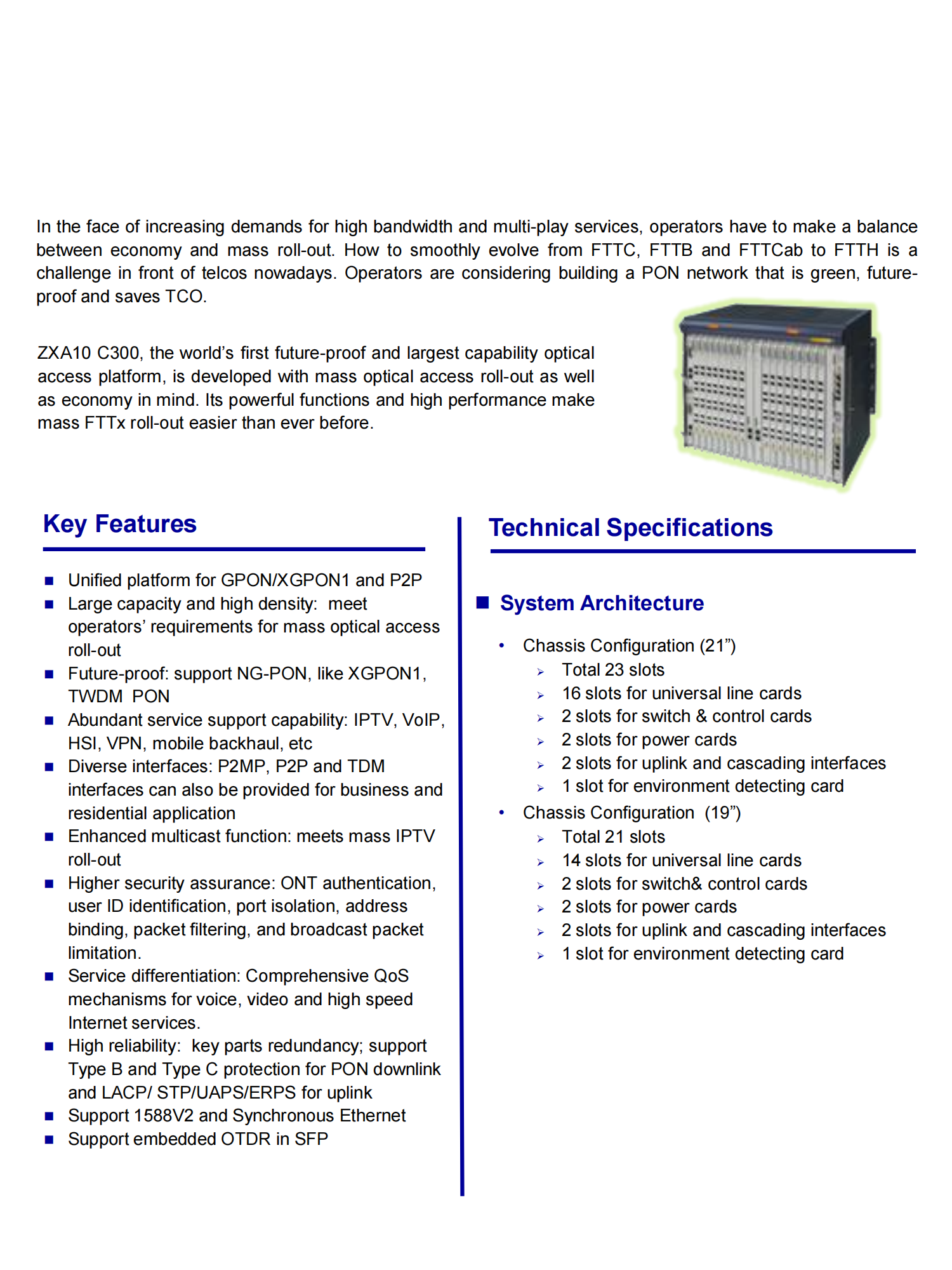 Ftth Original Gpon Olt Big Capacity Zxa10 Zte C300 Chassis Gpon Olt Sfp Module - Buy Product on ...